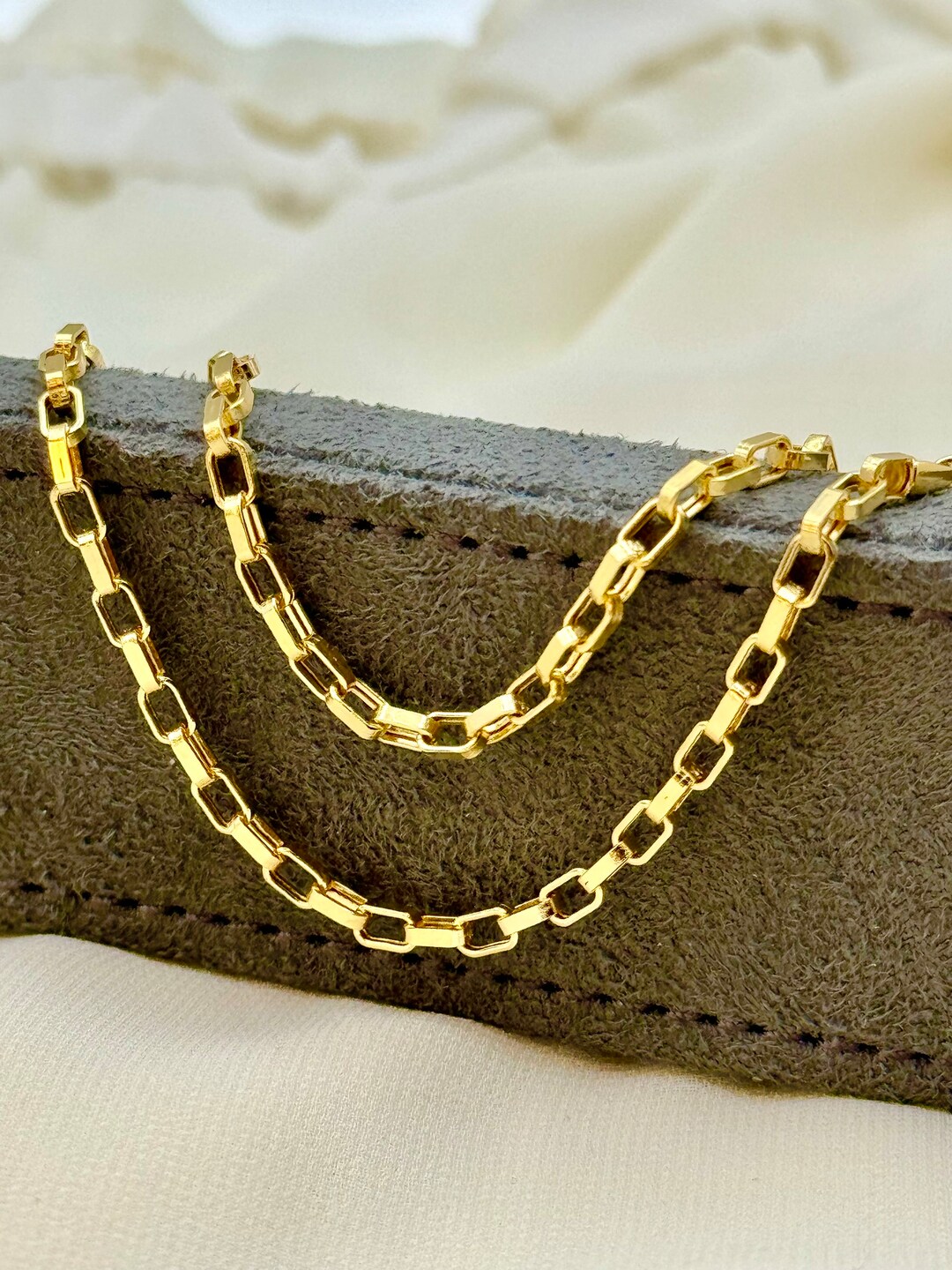 18k Gold Box Chain, 2.70 Mm, 18" Length, 18k Gold Cable Box, for ...