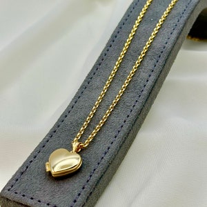 14k Solid Gold Heart Locket Necklace: Rolo Chain Memorial Gift - Etsy