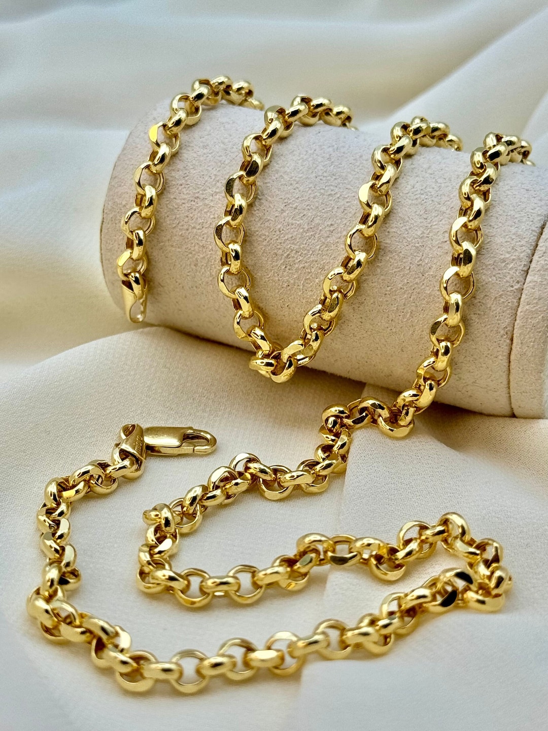 14k Solid Gold Rolo Chain Necklace, 4.75mm - Gift Box Included - Etsy