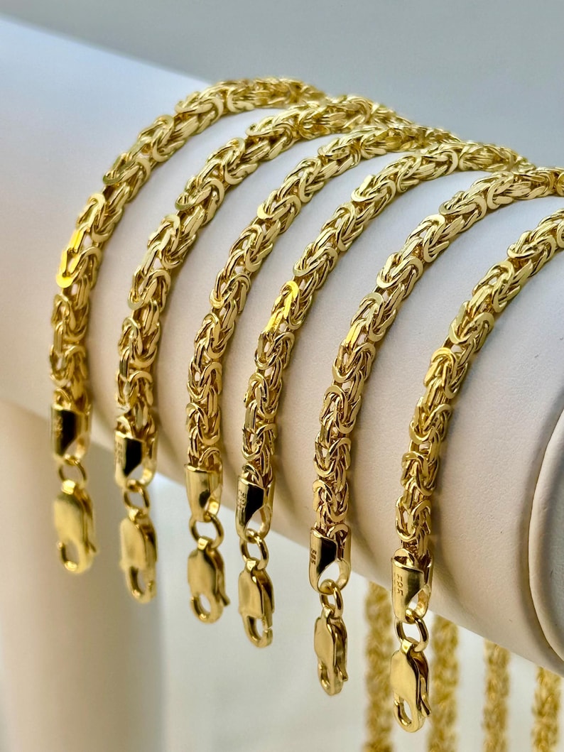 14k/18k Gold Byzantine Bracelet: King Chain Link - Etsy