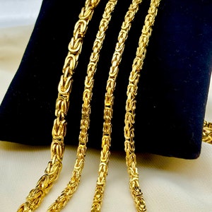14K Solid Gold Byzantine Chain Necklace: 3mm or 5mm Thickness - Etsy