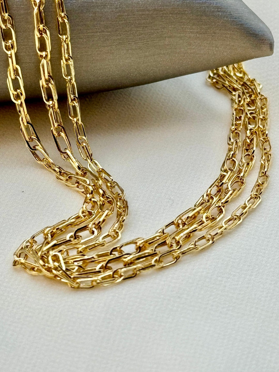 18k Real Gold Cable Link Chain Necklace - 20 Inch - Etsy