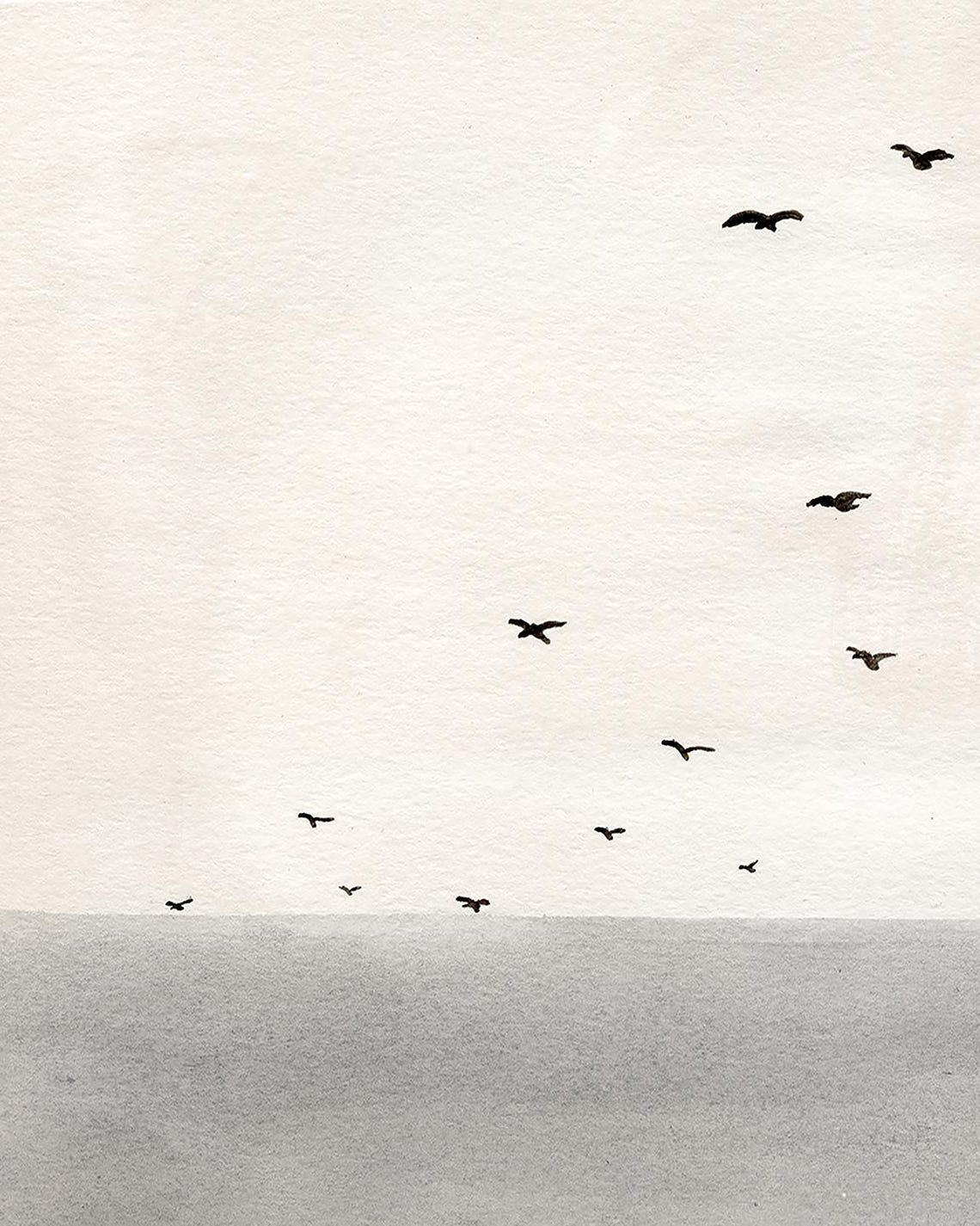 Neutral Bird Painting, Watercolor Bird Painting, Flock of Birds, Bird ...