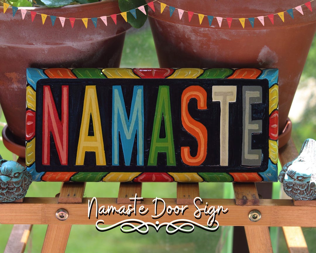 Namaste Sign, Business Door Sign, Namaste Wall Art, Namaste Colorful ...