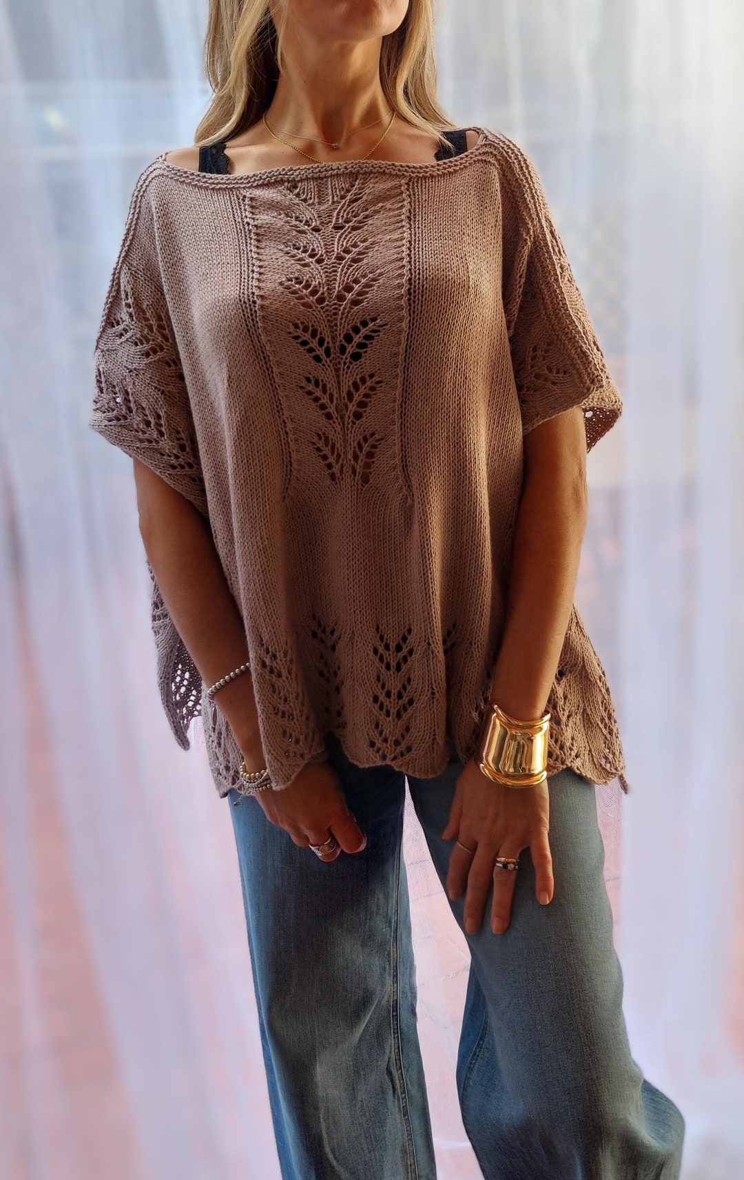 Poncho Knitting Pattern–pattern in ENGLISH & Spanish-women’s Knitwear ...