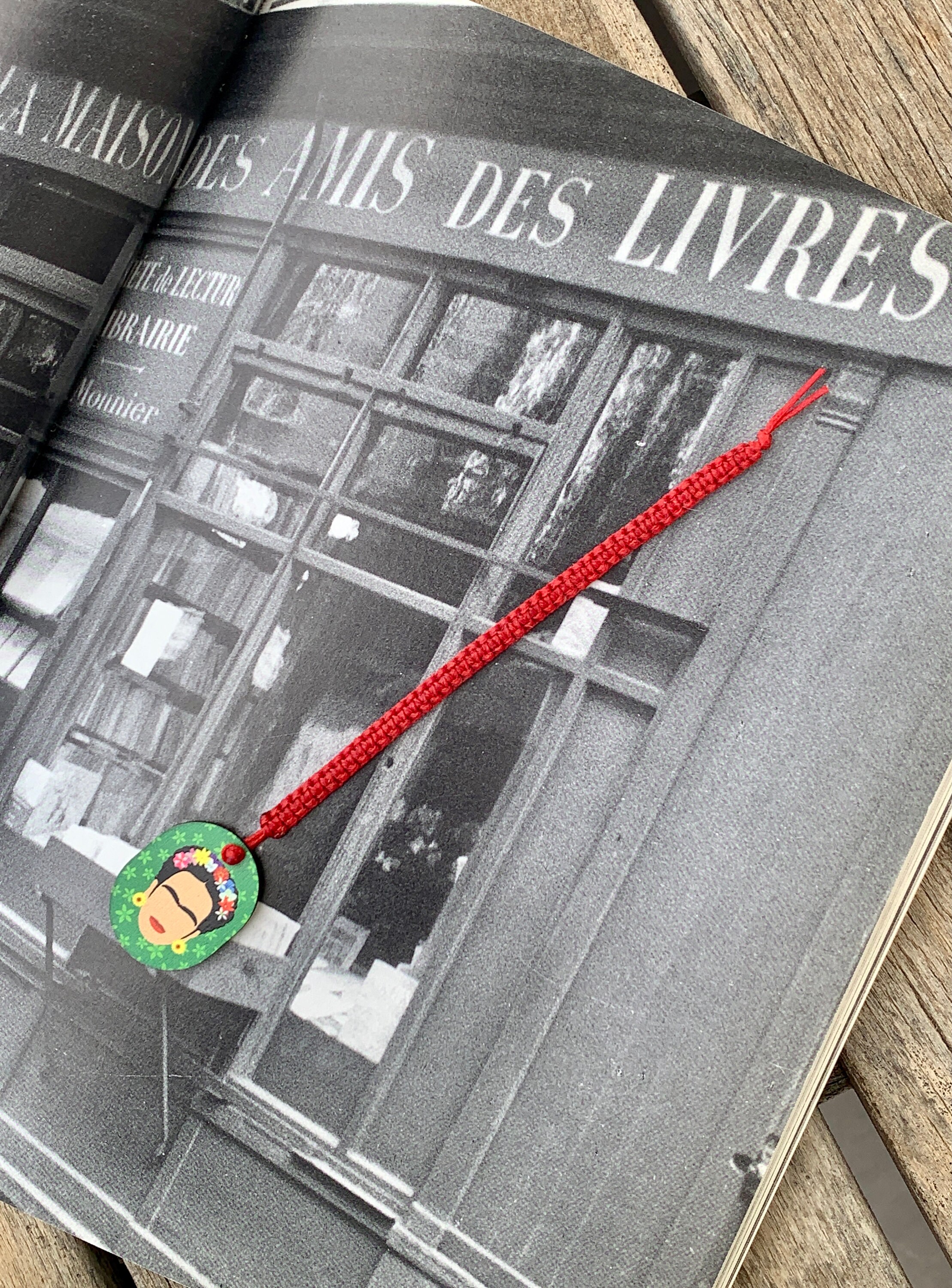 Handmade Macrame Bookmark With Wooden Frida Kahlo Pendant, Mexico, Boho ...