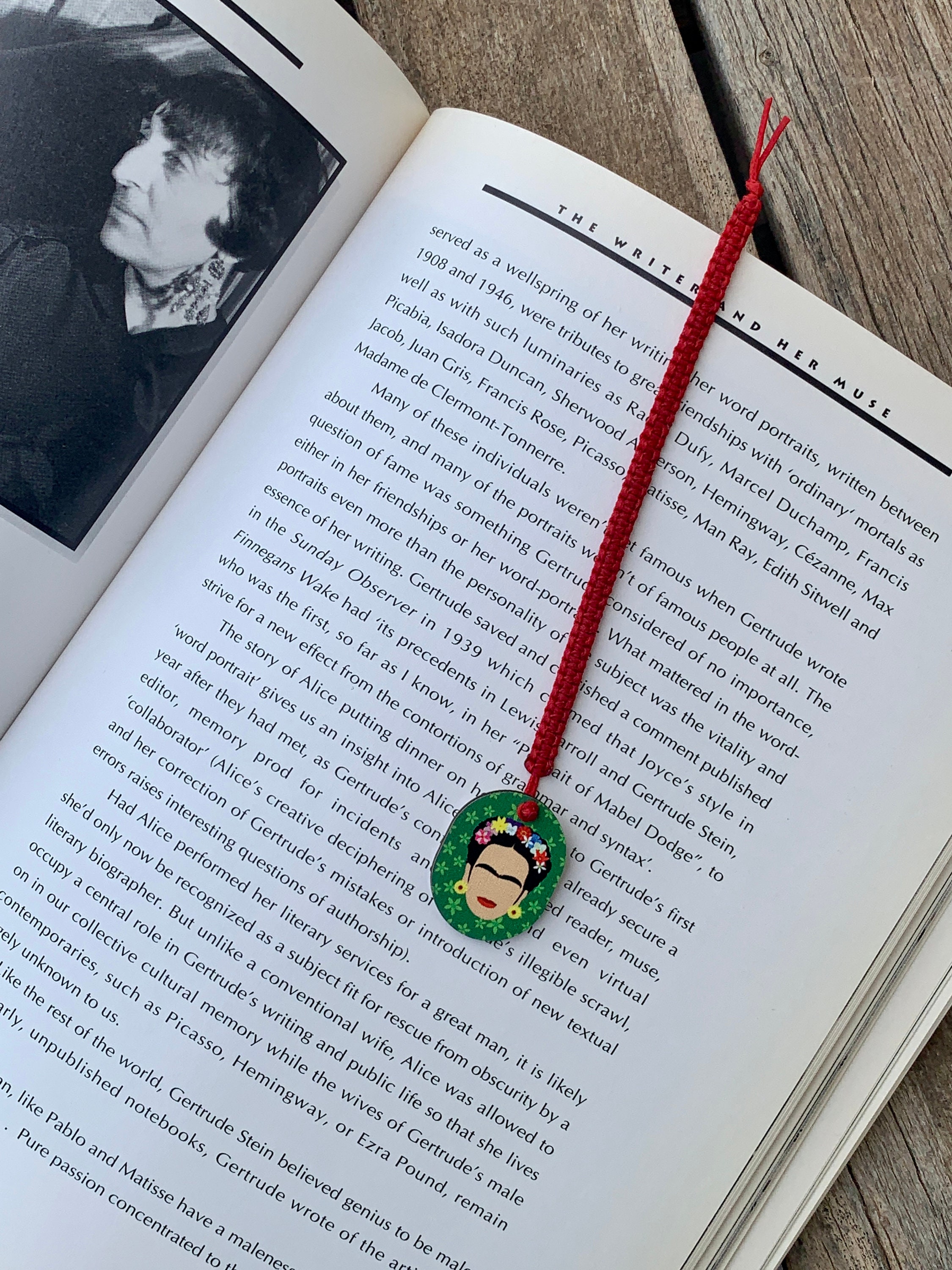 Handmade Macrame Bookmark With Wooden Frida Kahlo Pendant, Mexico, Boho ...