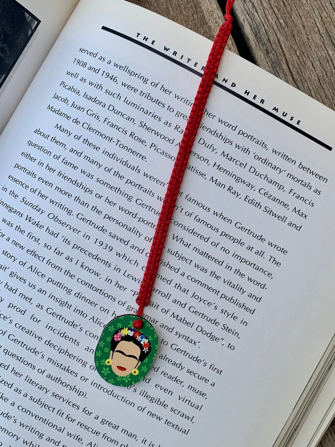 Handmade Macrame Bookmark With Wooden Frida Kahlo Pendant, Mexico, Boho ...
