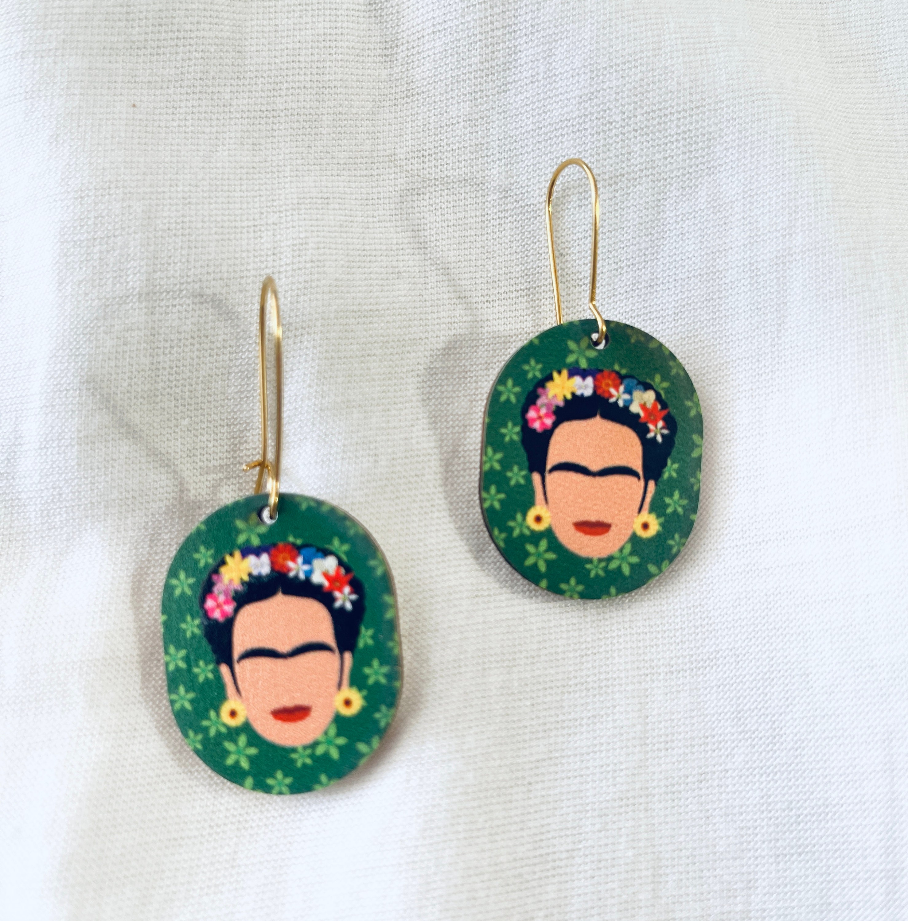 Handmade Frida Kahlo Wooden Earrings: Boho Stainless Steel Jewelry - Etsy