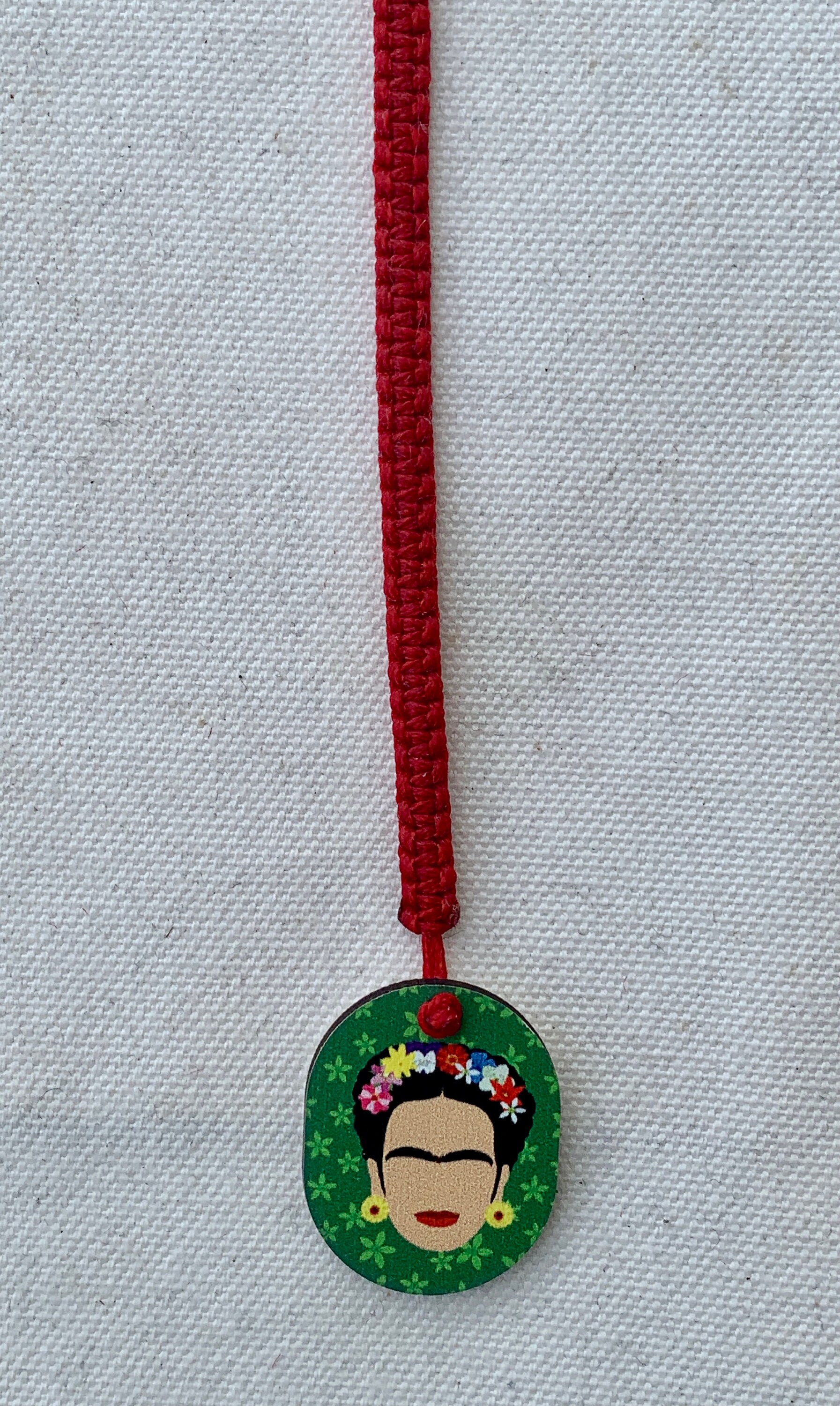 Handmade Macrame Bookmark With Wooden Frida Kahlo Pendant, Mexico, Boho ...