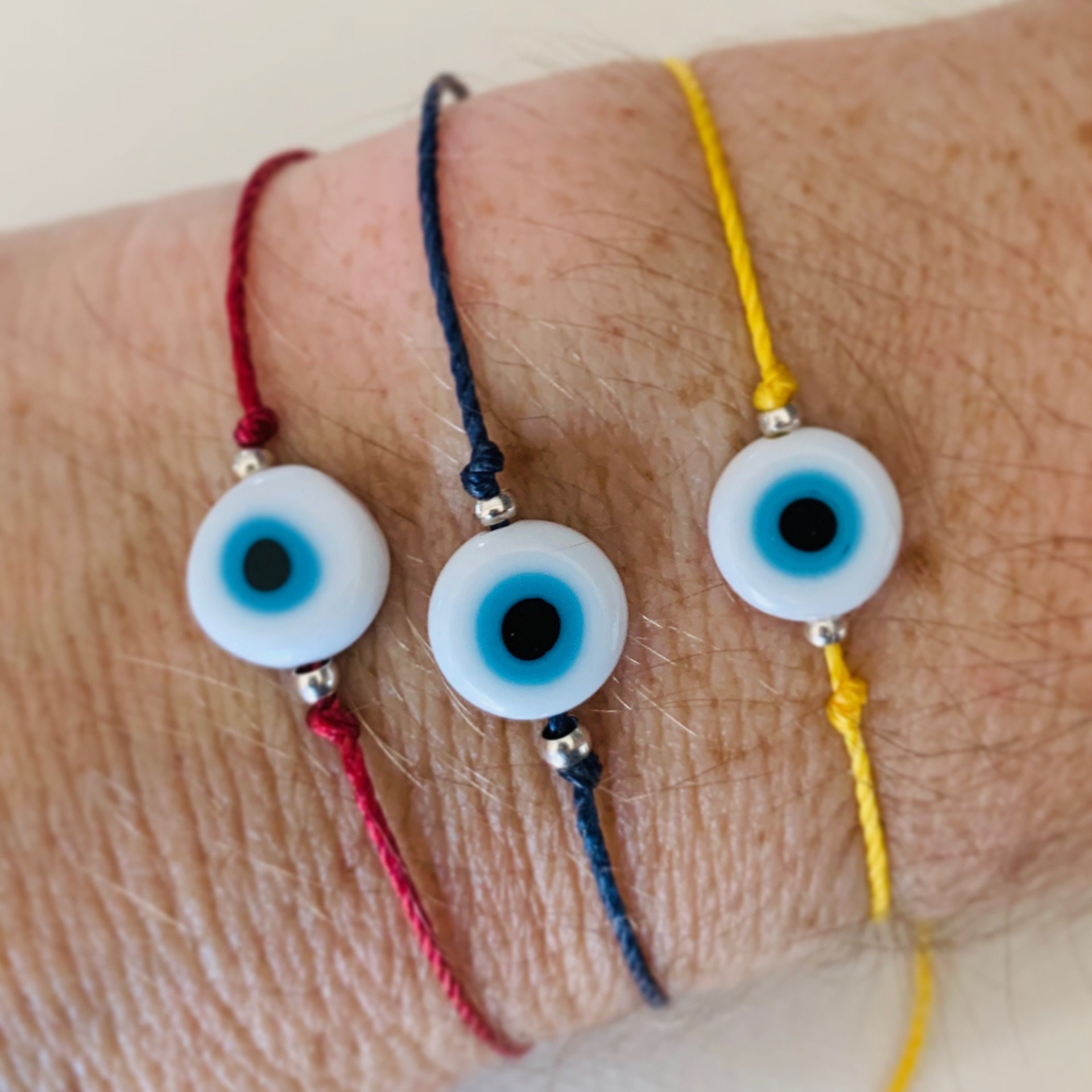 Handmade Evil Eye String Bracelet 3 Colors, Boho Minimal Jewelry,amulet ...
