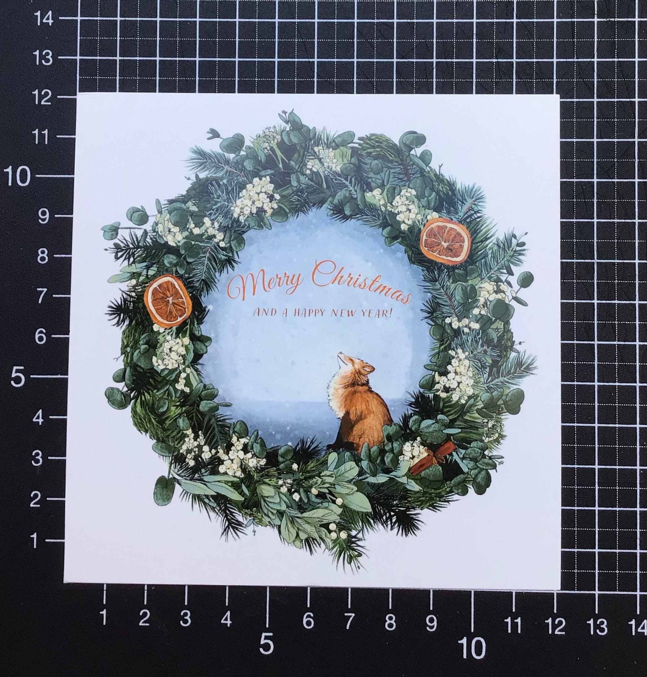 Square fox Christmascard New years card xmas card small - Etsy.de
