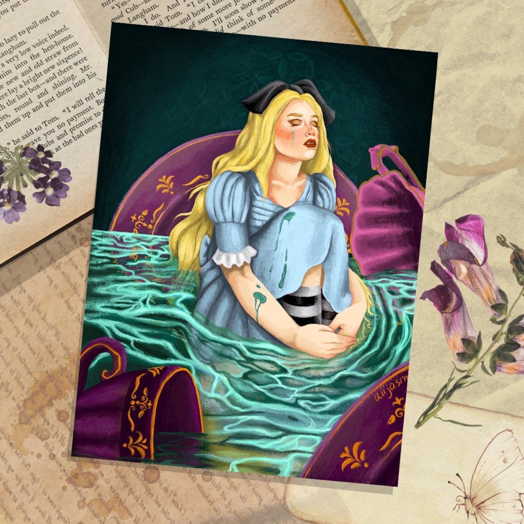 Alice in Wonderland, Pool of Tears, Lewis Carroll, Postcard A6, Bookish ...