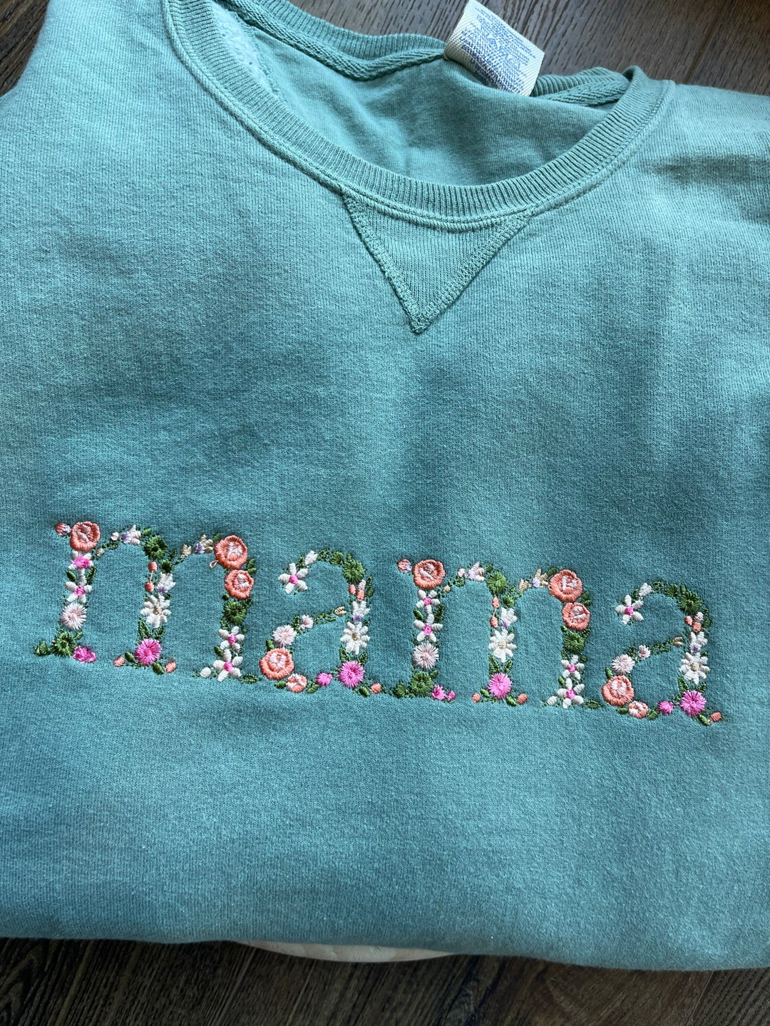 Custom Floral Embroidered Sweatshirt | Custom Floral Name Crewneck ...