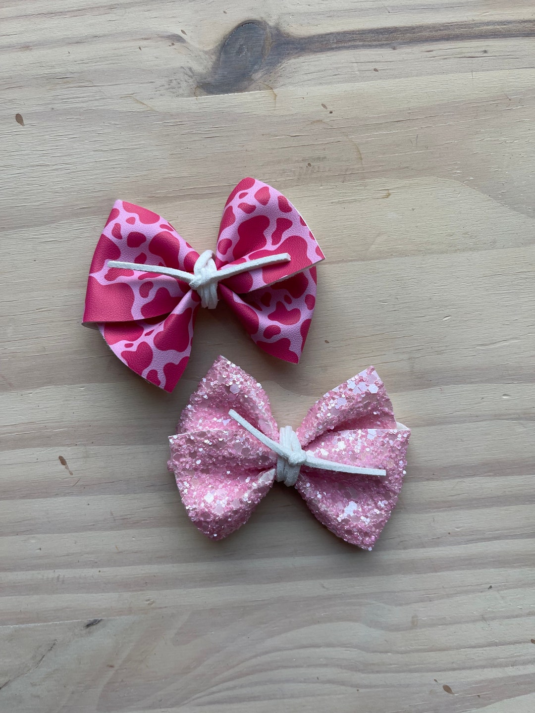 Pink Cow Print Bow, Cow Print Bow, Pink Glitter Bow - Etsy
