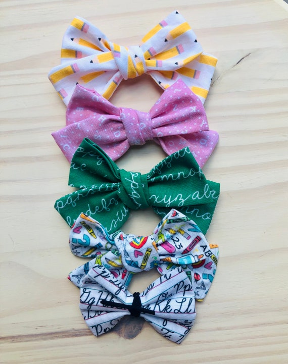 Back to School Bow Pencil Bow Alphabet Bow Cursive Bow - Etsy