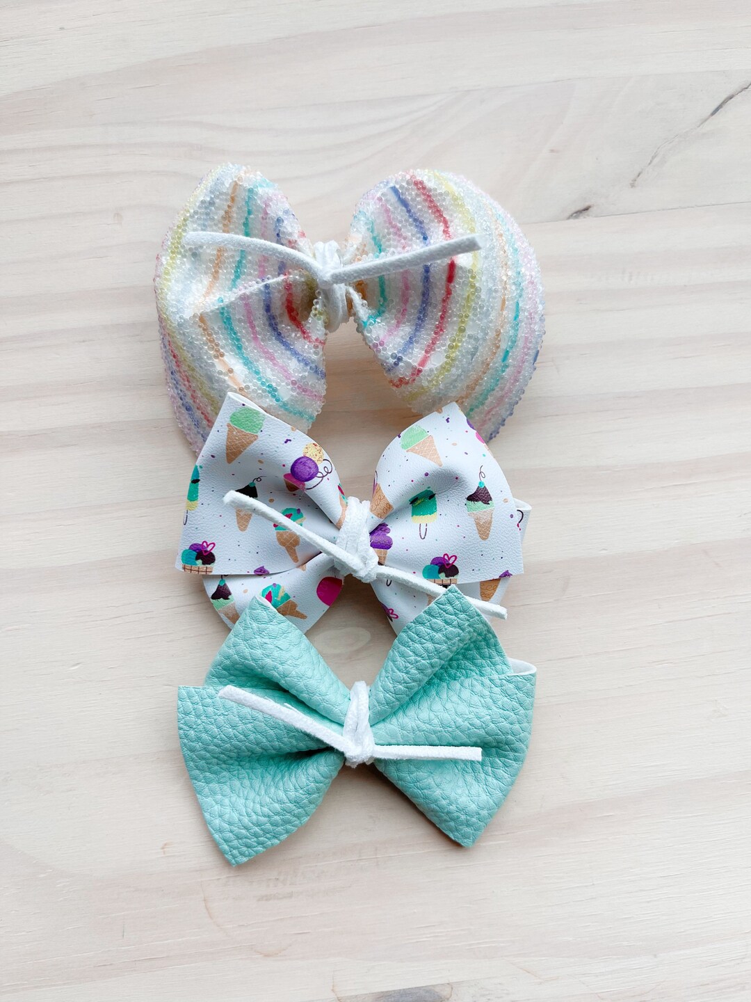 June Bow Set Ice Cream Hair Bow Summer Hair Bow Sparkle - Etsy