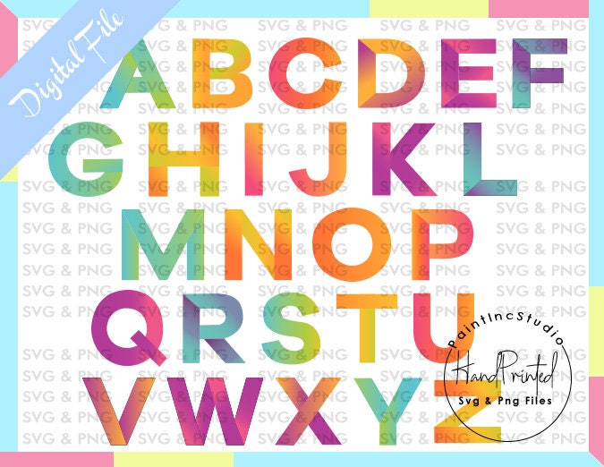 Alphabet Sublimation Pnggradientalphabetalphabet | Etsy