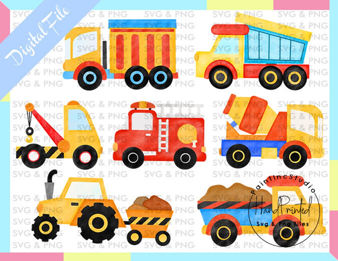 Watercolor Construction Trucks,sublimation Png,construction Clipart ...