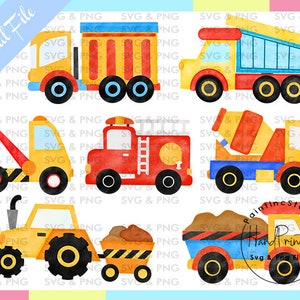 Watercolor Construction Trucks,sublimation Png,construction Clipart ...