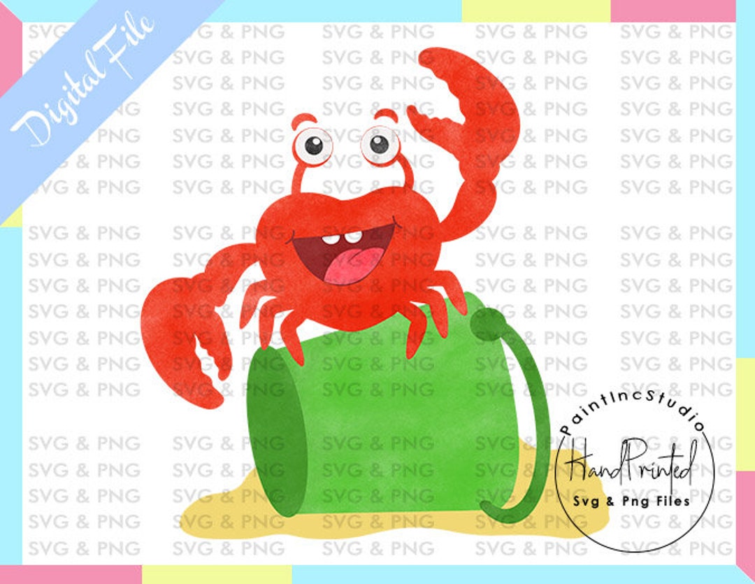 Crabby Bucket Beach Sublimation Png,red Crab,crab Clipart,crab Png ...