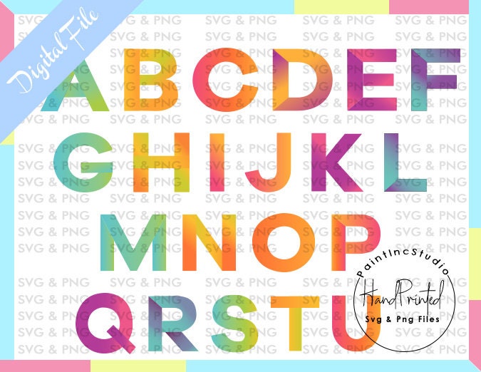 Alphabet Sublimation Pnggradientalphabetalphabet | Etsy