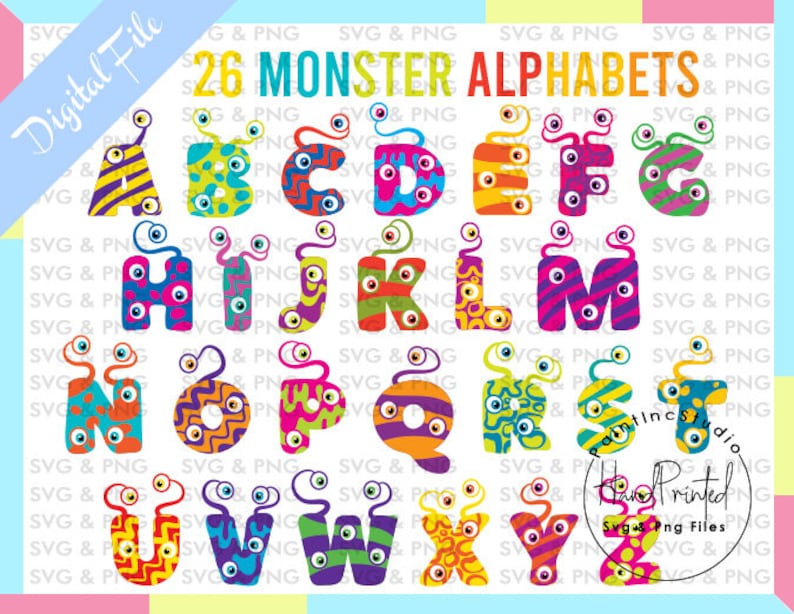 Monster Alphabet Sublimation Png,alphabet,alphabet Clipart,alphabet Png ...