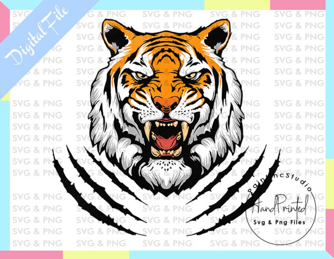 Tiger Sublimation Png Designwatercolor Tigertigerangry - Etsy