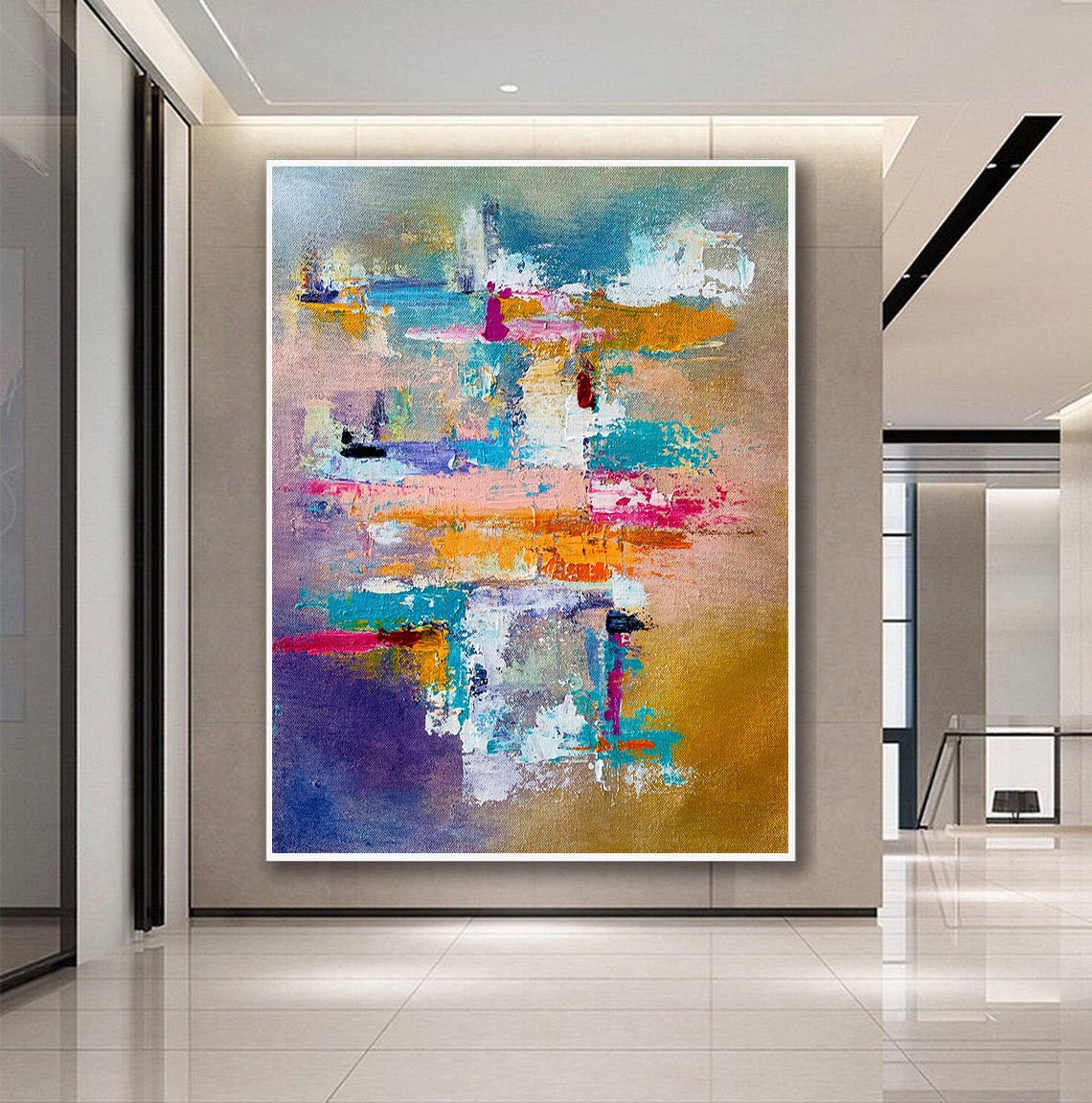 Colorful Acrylic Abstract Paintinglarge Wall Artabstract | Etsy