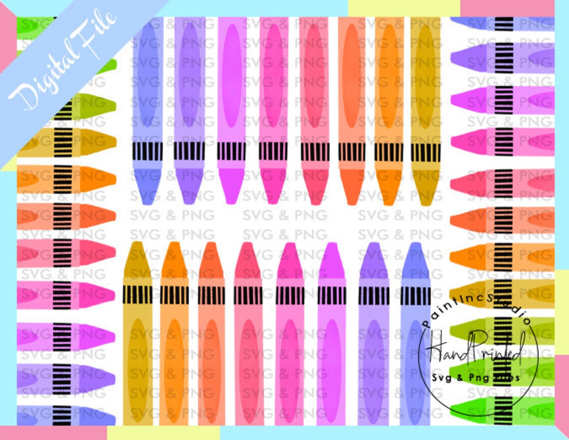 Watercolor Crayon Clipart, Rainbow PNG, Back to School (digital ...