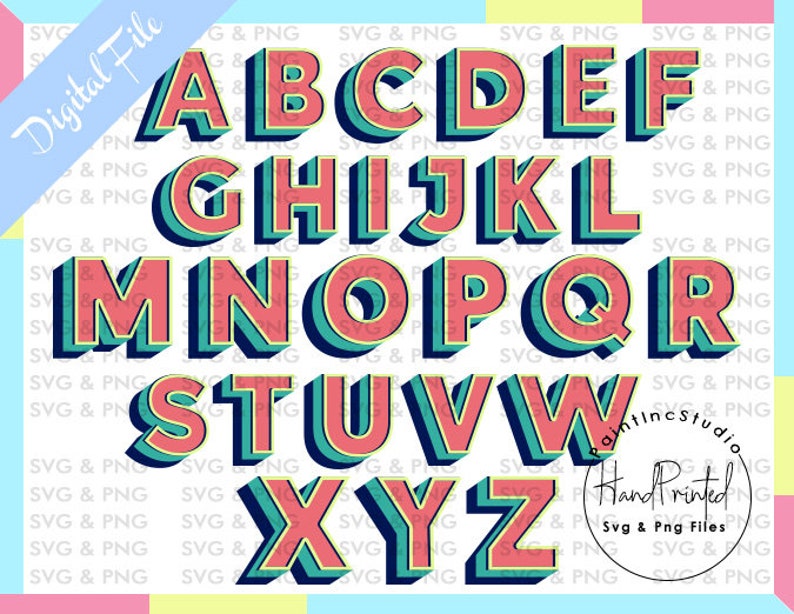 26 Alphabet Sublimation Pngretroalphabetalphabet - Etsy