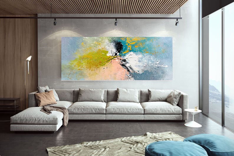 Soft Pastel Wall Art,abstract Painting,pink & Blue Large Fine Art ...