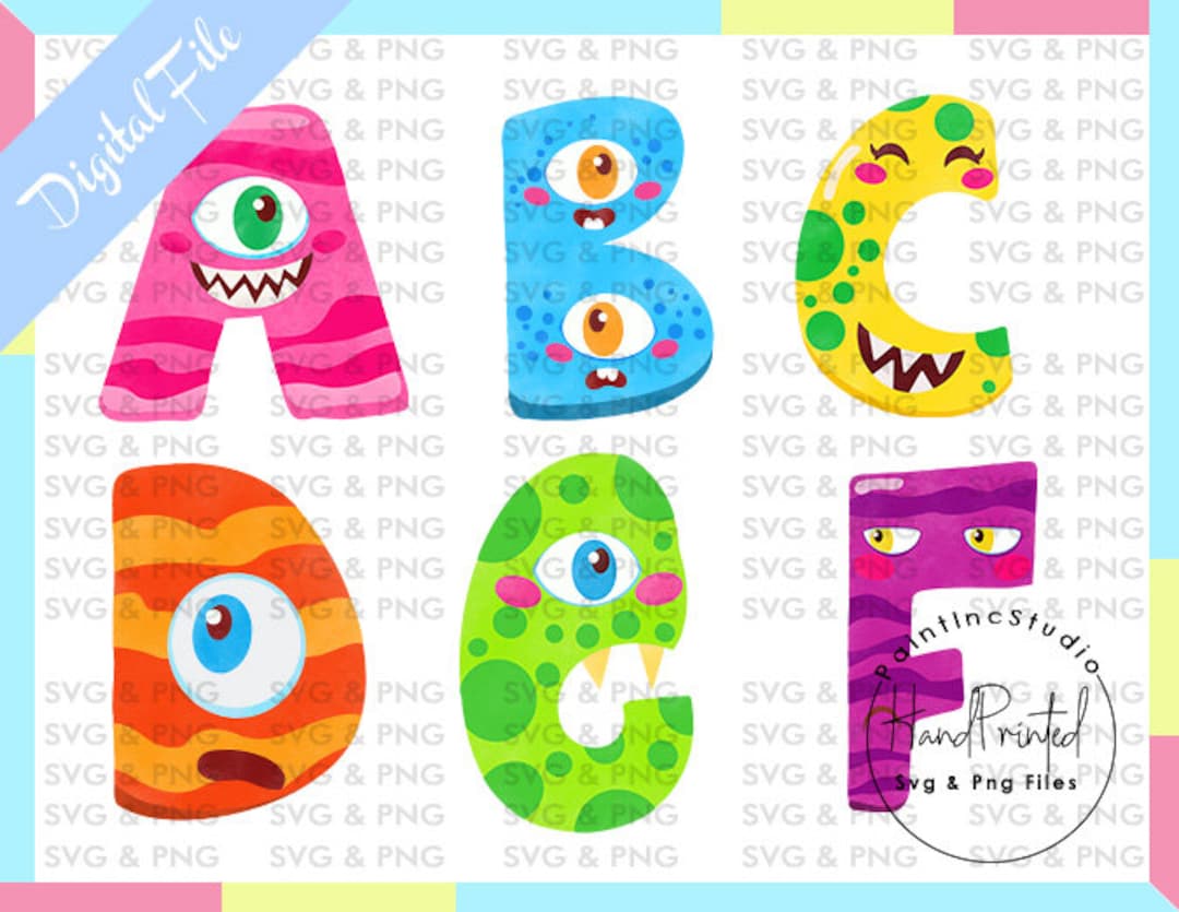 Watercolor 6 Cute Monster ABC Alphabet Clipart,monster Alphabet,monster ...