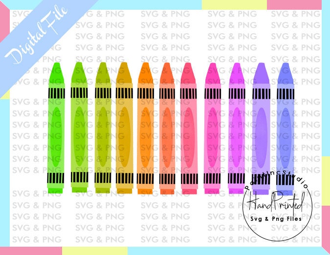 Watercolor Crayon Clipart, Rainbow PNG, Back to School (digital ...