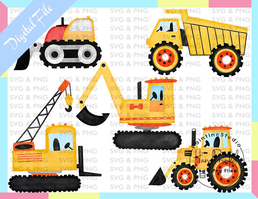 Watercolor Construction Trucks PNG Clipart, Sublimation Designs ...