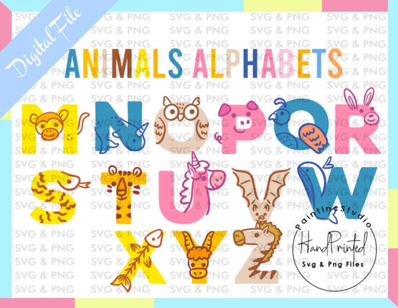 Animal Sublimation PngAlphabet ClipartPngAlphabet | Etsy