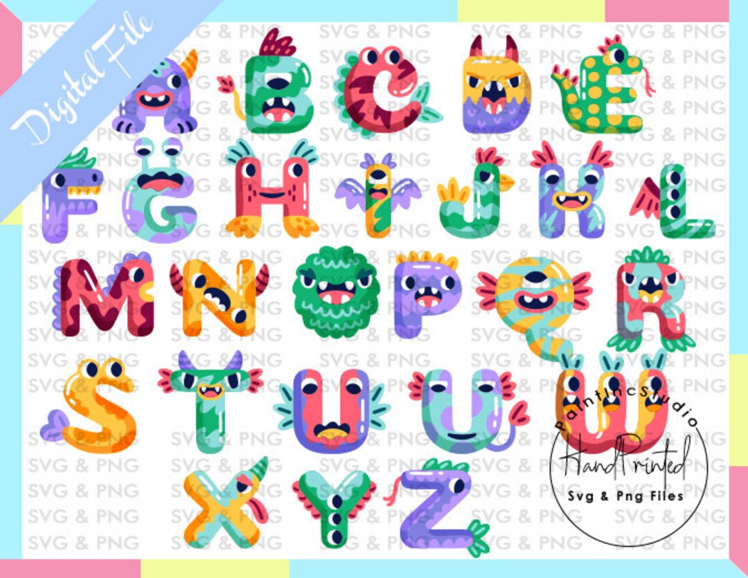 Alphabet Sublimation Png,monster Alphabet,alphabet Clipart,monster ...