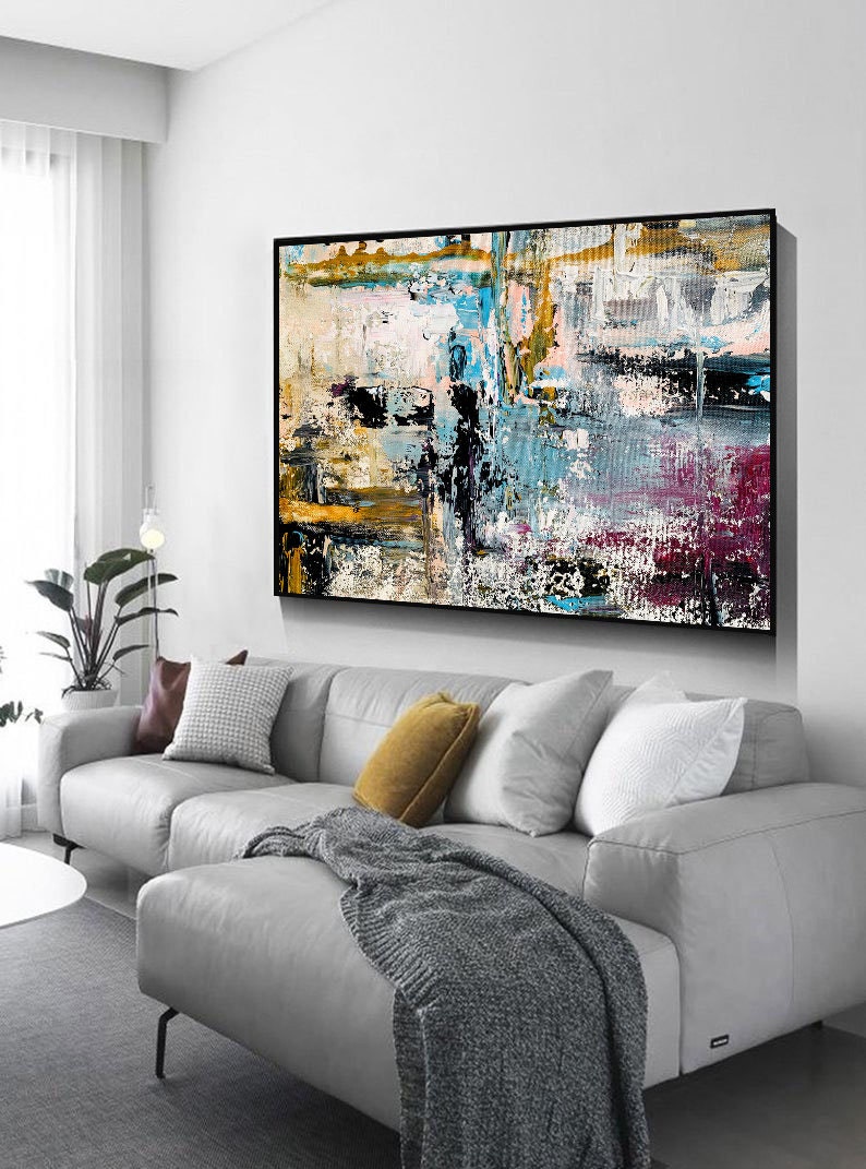 Textured Acrylic Painting Extra Large Hand Painted Long | Etsy