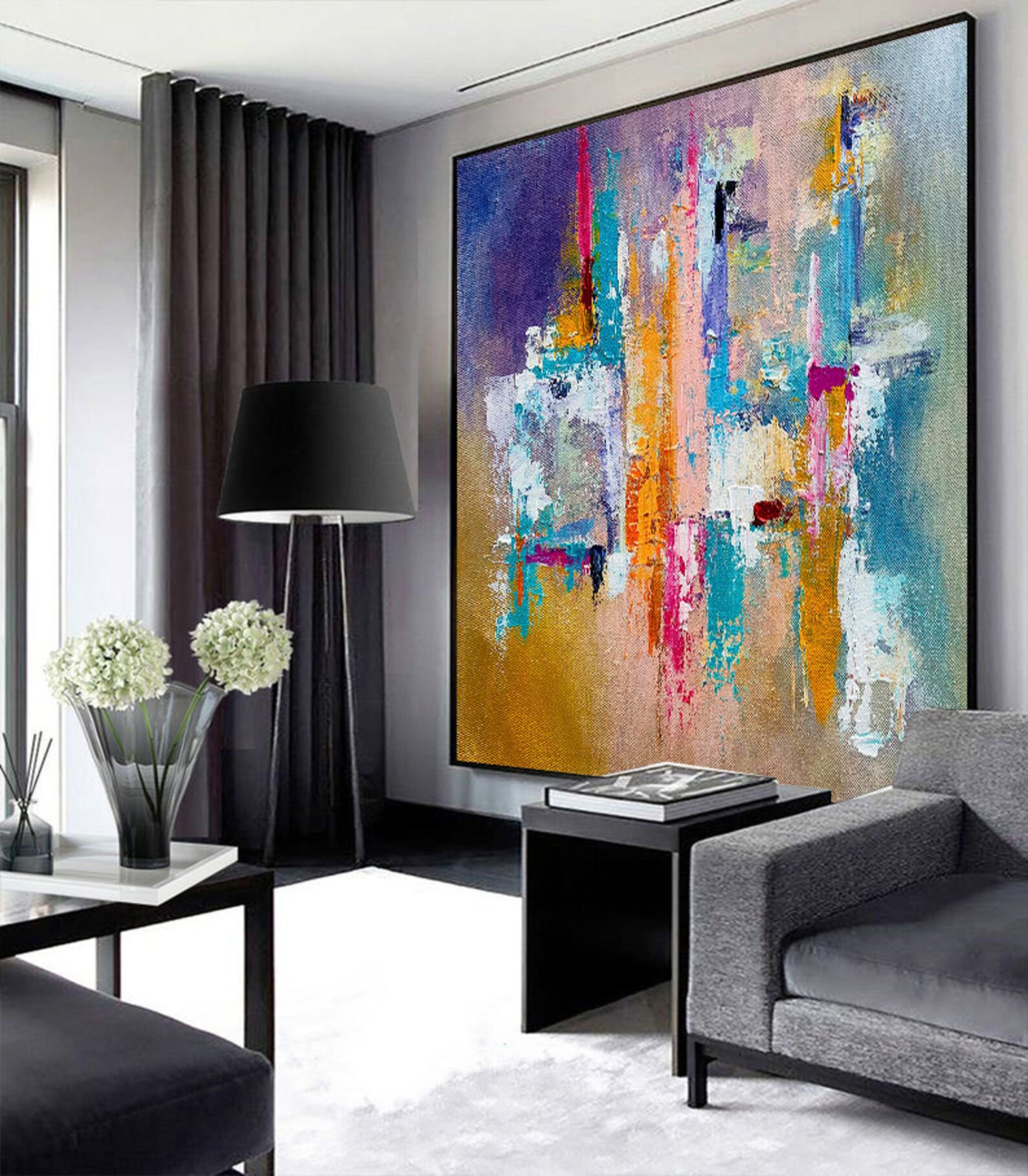 Colorful Acrylic Abstract Paintinglarge Wall Artabstract | Etsy