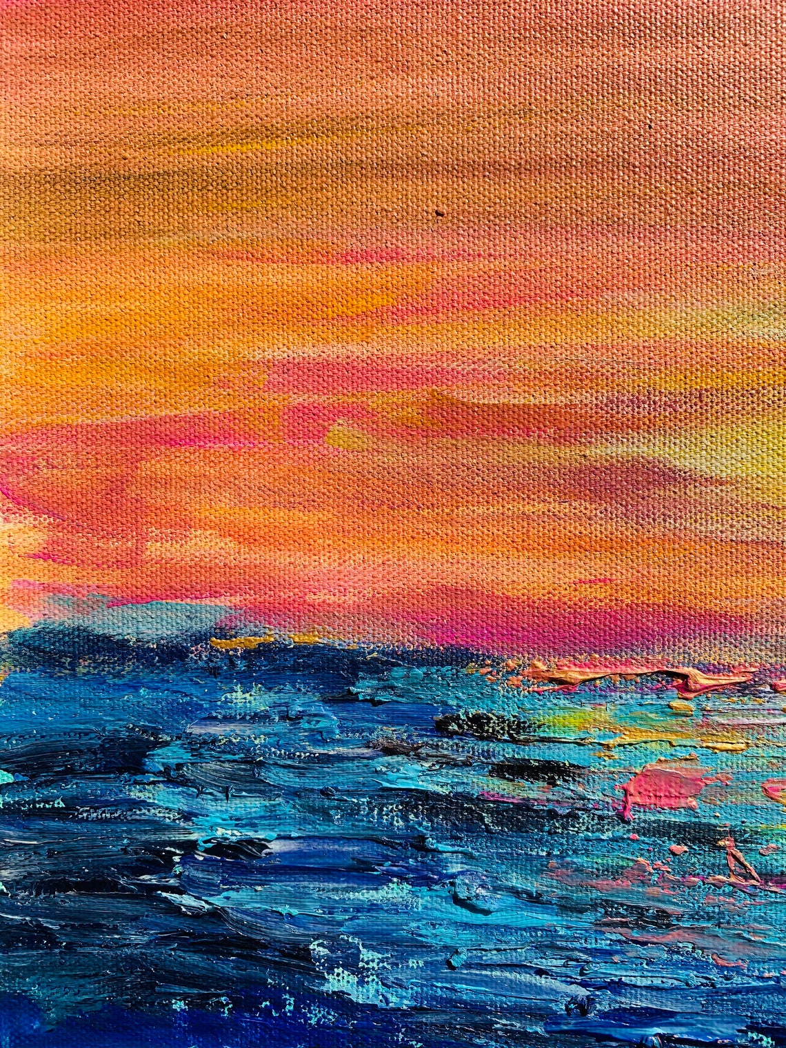 Sunset Painting,extra Large Wall Art,abstract Painting,seascape ...
