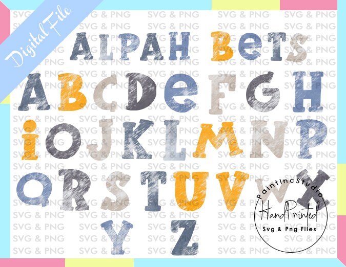 Watercolor 26 Alphabets Doodle Letters Full ALPHABET PNG - Etsy