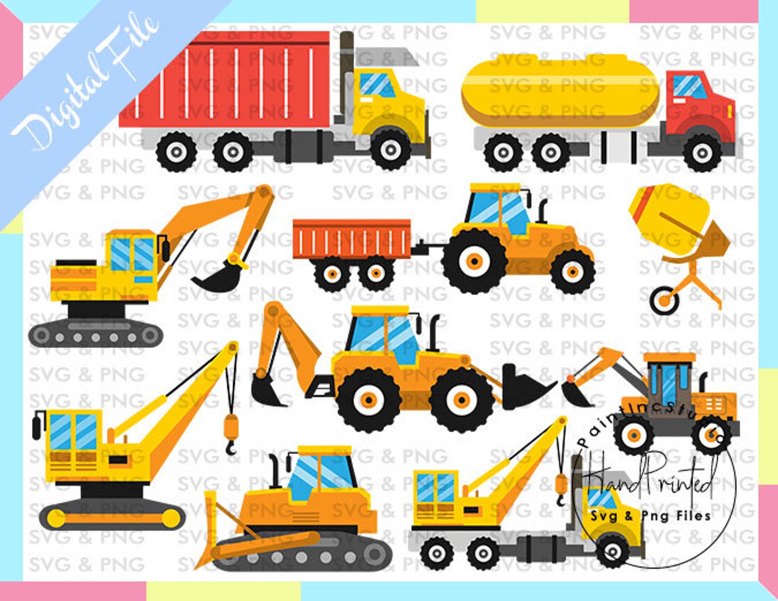 10 Construction Trucks Sublimation Pngconstruction | Etsy