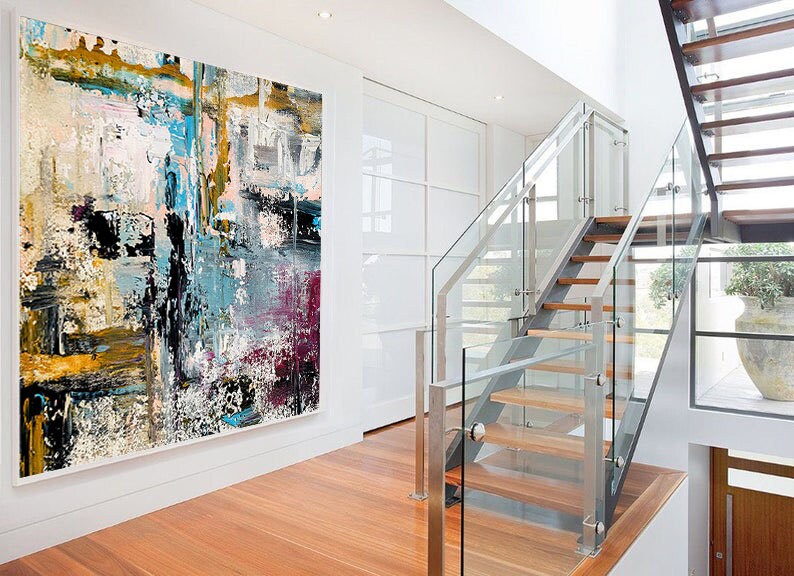 Textured Acrylic Painting Extra Large Hand Painted Long | Etsy