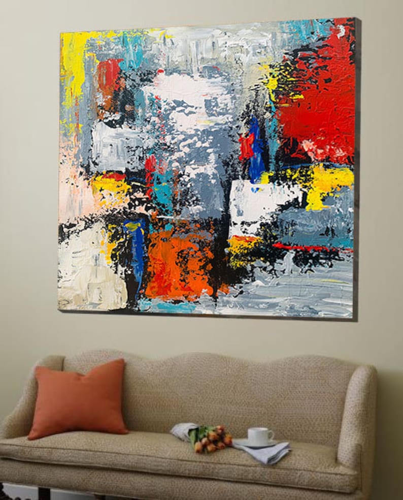 Colourful Acrylic Abstract Painting Large Wall Art Abstract - Etsy