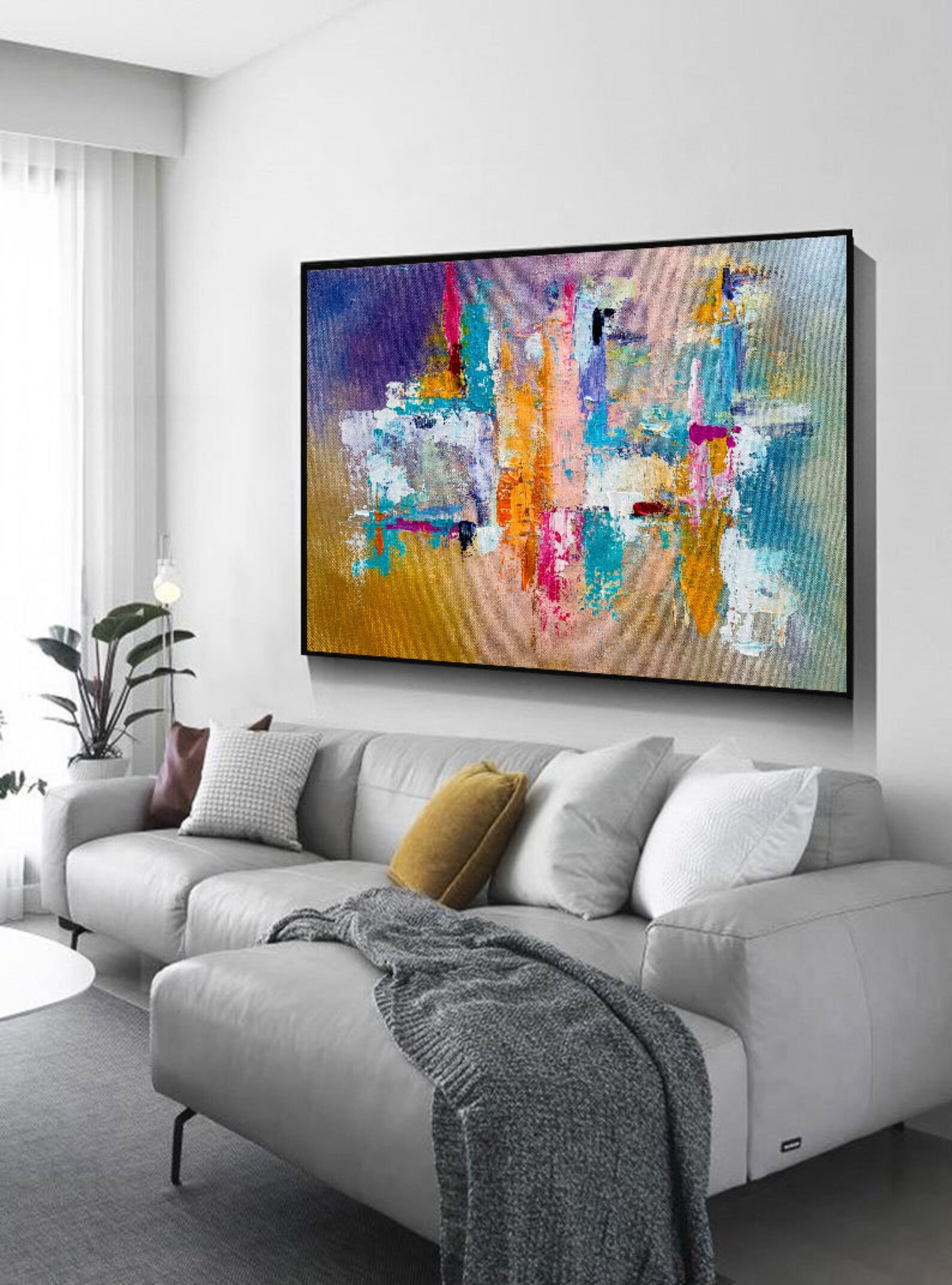 Colorful Acrylic Abstract Paintinglarge Wall Artabstract | Etsy
