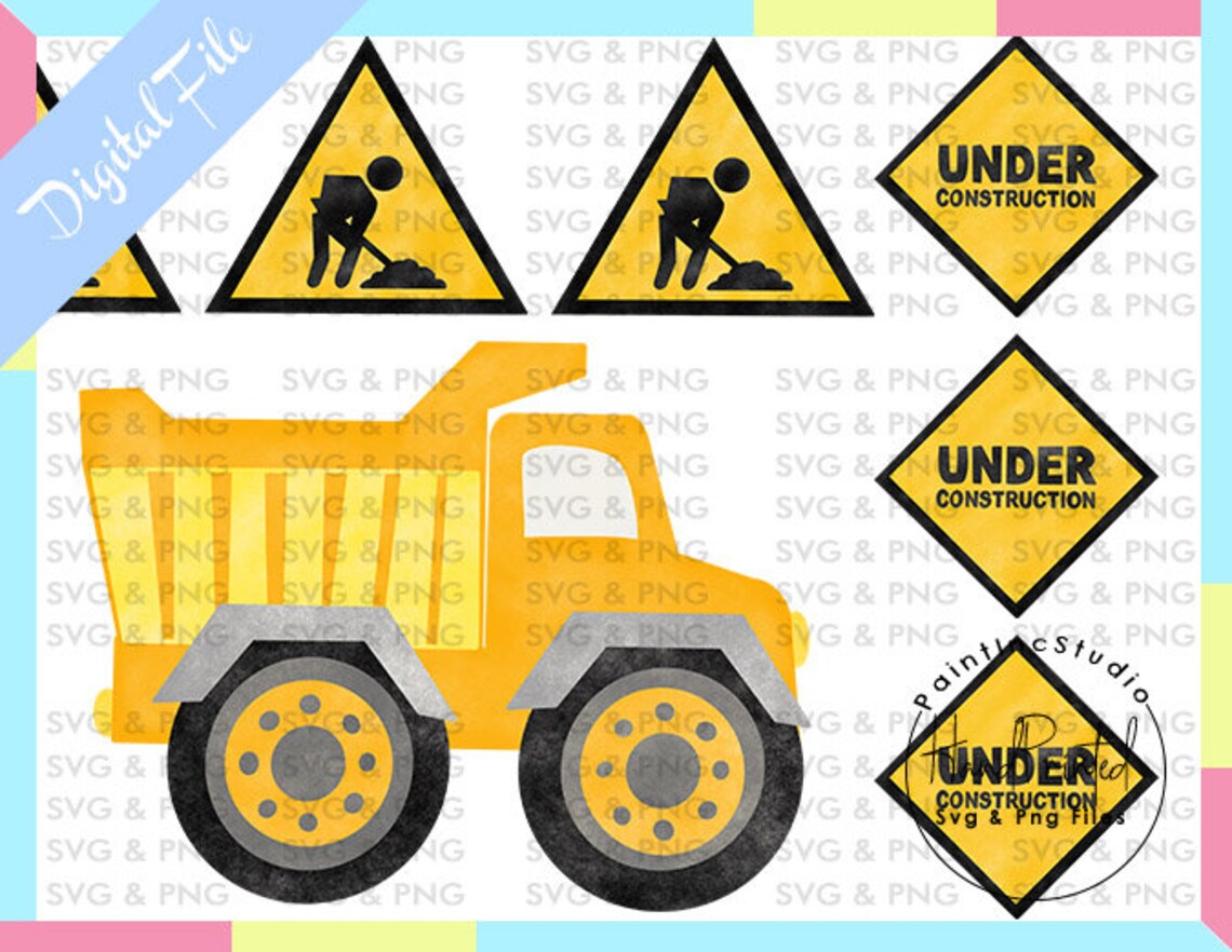 Watercolor Construction Pngs Construction Clipart Set 7 | Etsy