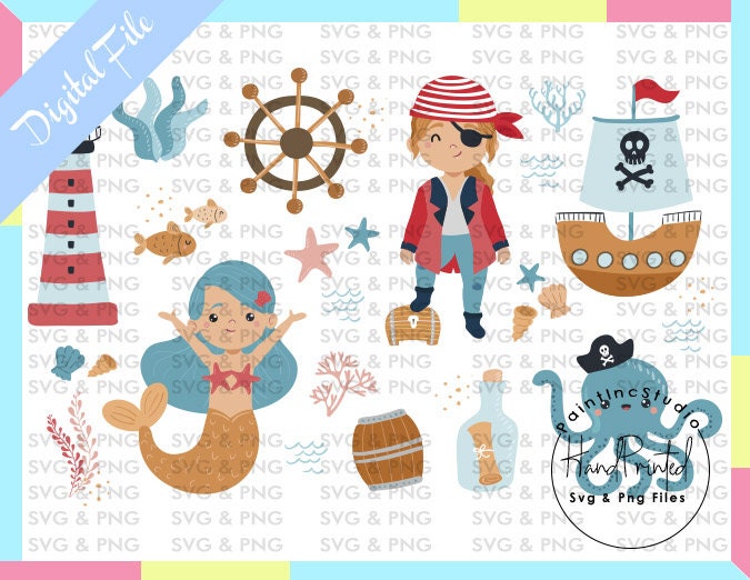 18 Watercolor Pirates Clipart Watercolor Clip Art Pireates of | Etsy