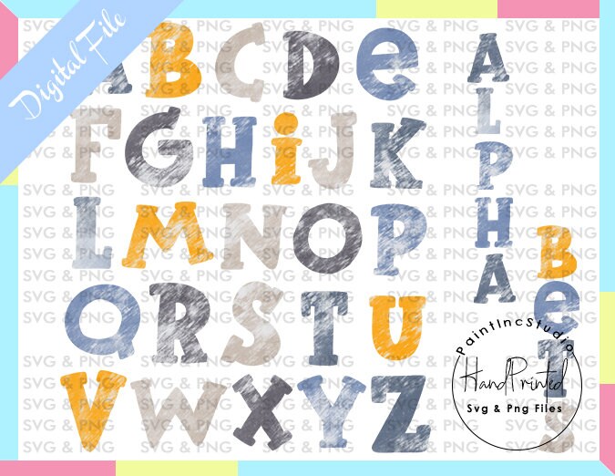 Watercolor 26 Alphabets Doodle Letters Full ALPHABET PNG - Etsy
