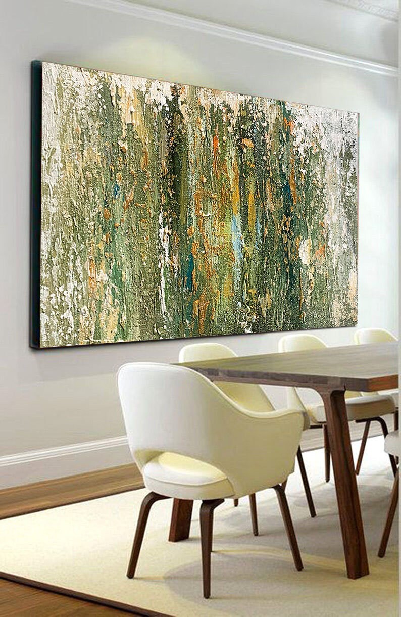 Extra Large Original Abstract Art Greenvertical Abstract | Etsy UK
