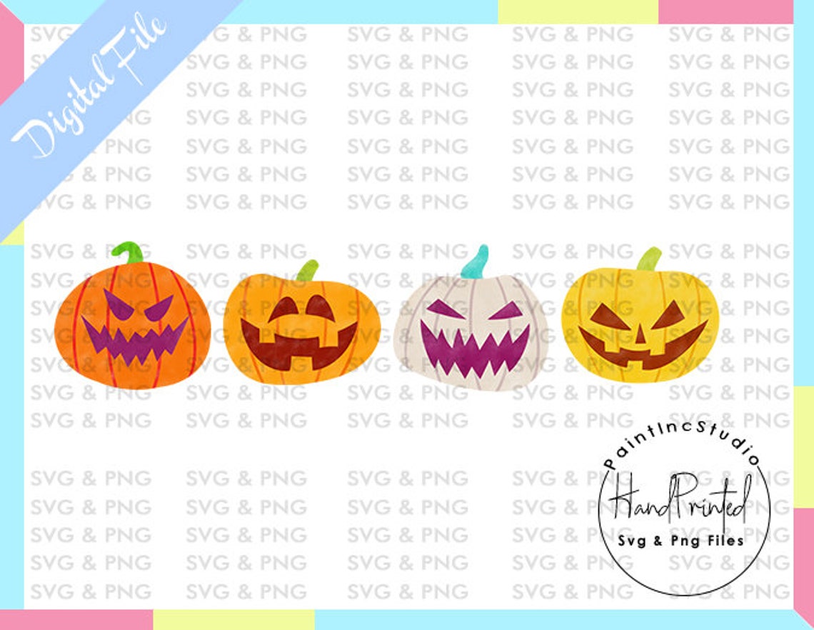 Pumpkin Face Clipart. Halloween Clipart Happy Four Pumpkin - Etsy